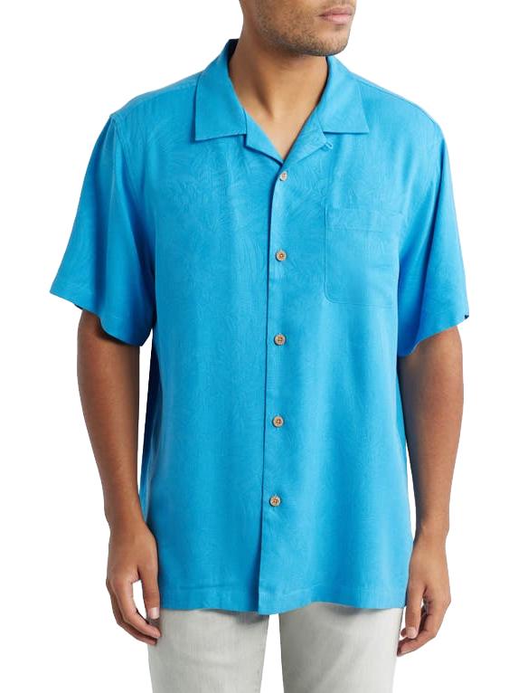 TOMMY BAHAMA tropic isle short sleeve button-up silk camp shirt
